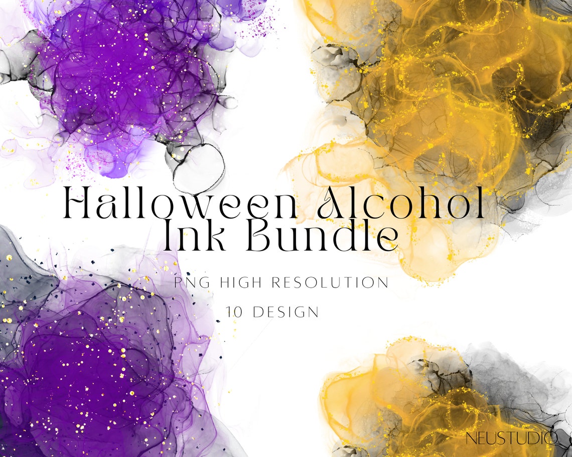 Halloween Alcohol Ink Clipart Watercolor Abstract Clipart - Etsy