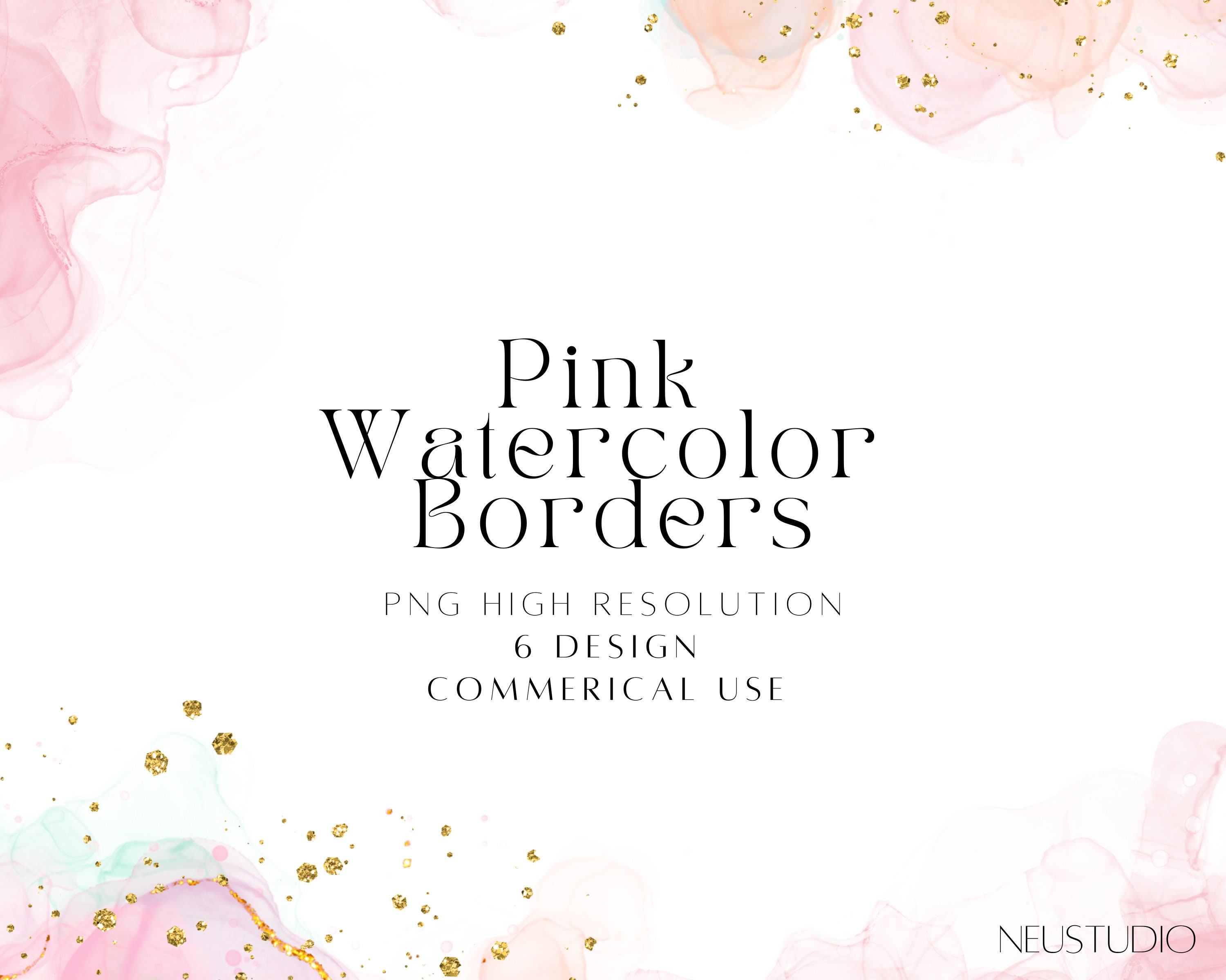 Pink Watercolor Borders Png Pink Borders Pink Watercolor - Etsy