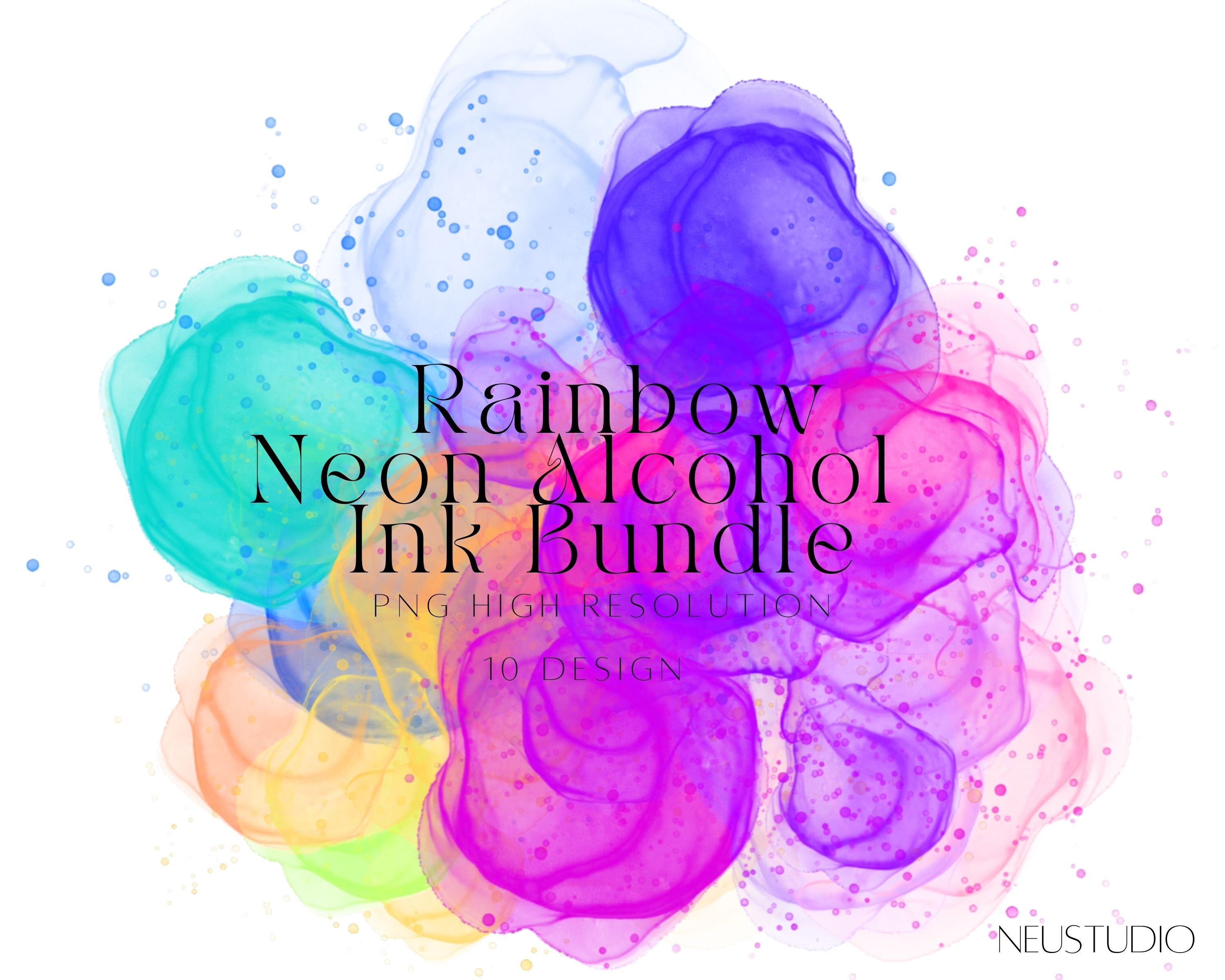 Neon Watercolor Clipart Rainbow Neon Background PNG Clipart - Etsy