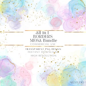 Watercolor Borders, Borders PNG, Watercolor Frames, Invitation Border ...