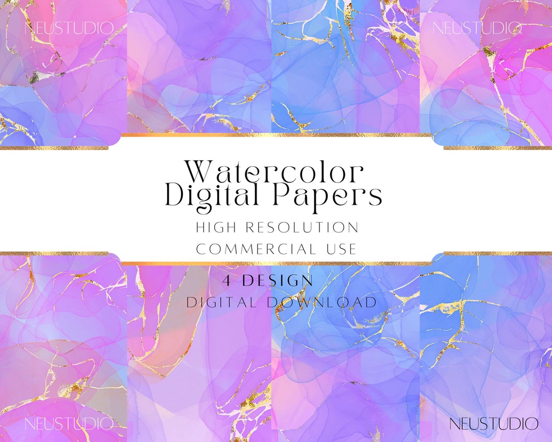 Purple Gold Alcohol Ink Background Instant Download Commercial Use ...