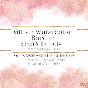 Watercolor Border PNG, Watercolor Clipart PNG, Glitter Borders ...