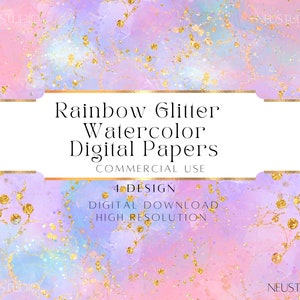 Glitter Watercolor Backgrounds, Rainbow Watercolor Pattern, Watercolor ...
