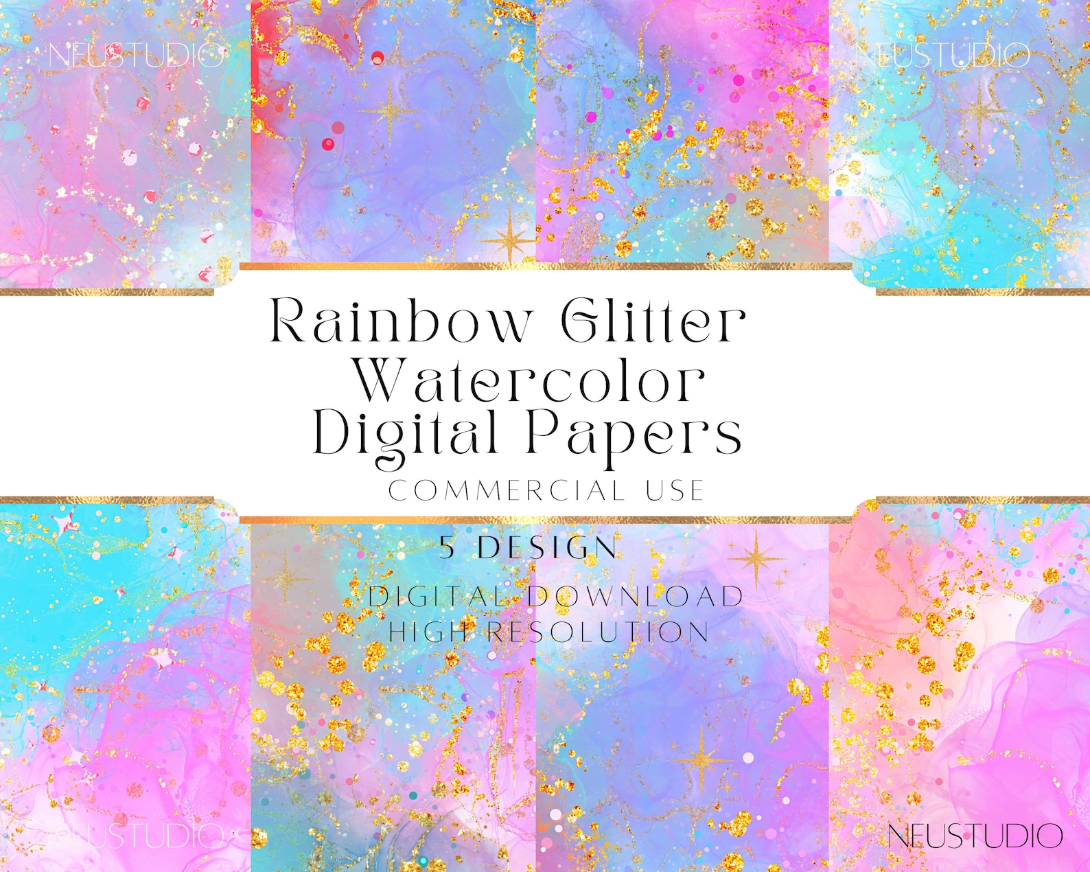 Rainbow Glitter Backgrounds Glitter Digital Papers Seamless - Etsy