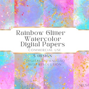 Rainbow Glitter Backgrounds, Glitter Digital Papers, Glitter Patterns ...