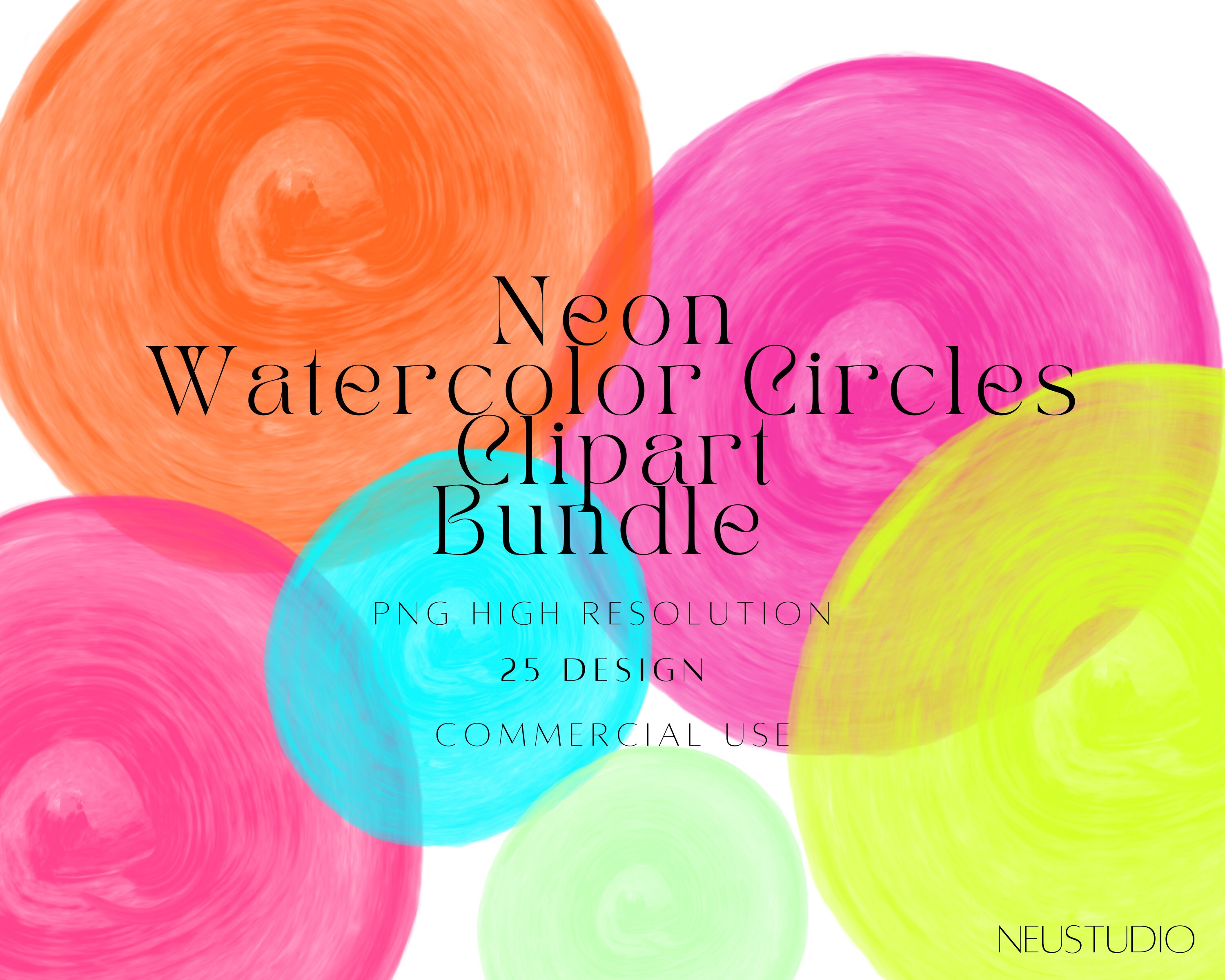Neon Watercolor Circles Png Watercolor Elements Neon - Etsy