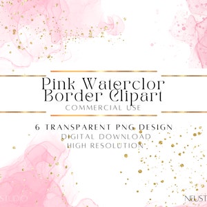 Pink Glitter Borders PNG, Blush Pink Watercolor Borders PNG, Pink ...