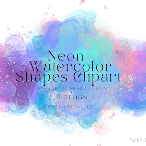 Neon Watercolor Shapes Png Clipart, Neon Abstract Shapes, Neon ...