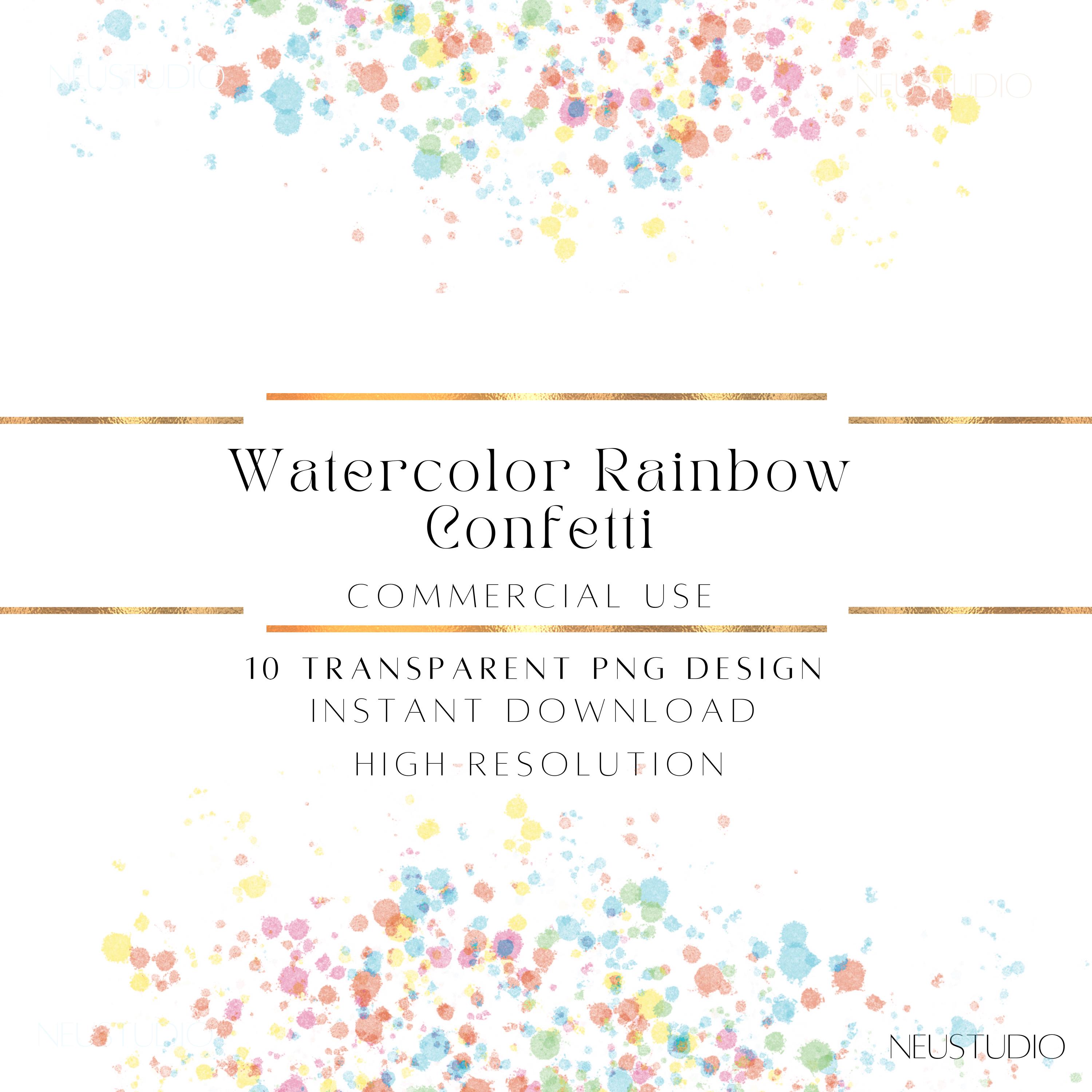 Rainbow Confetti Overlay PNG Clipart, Watercolor, Birthday Card ...