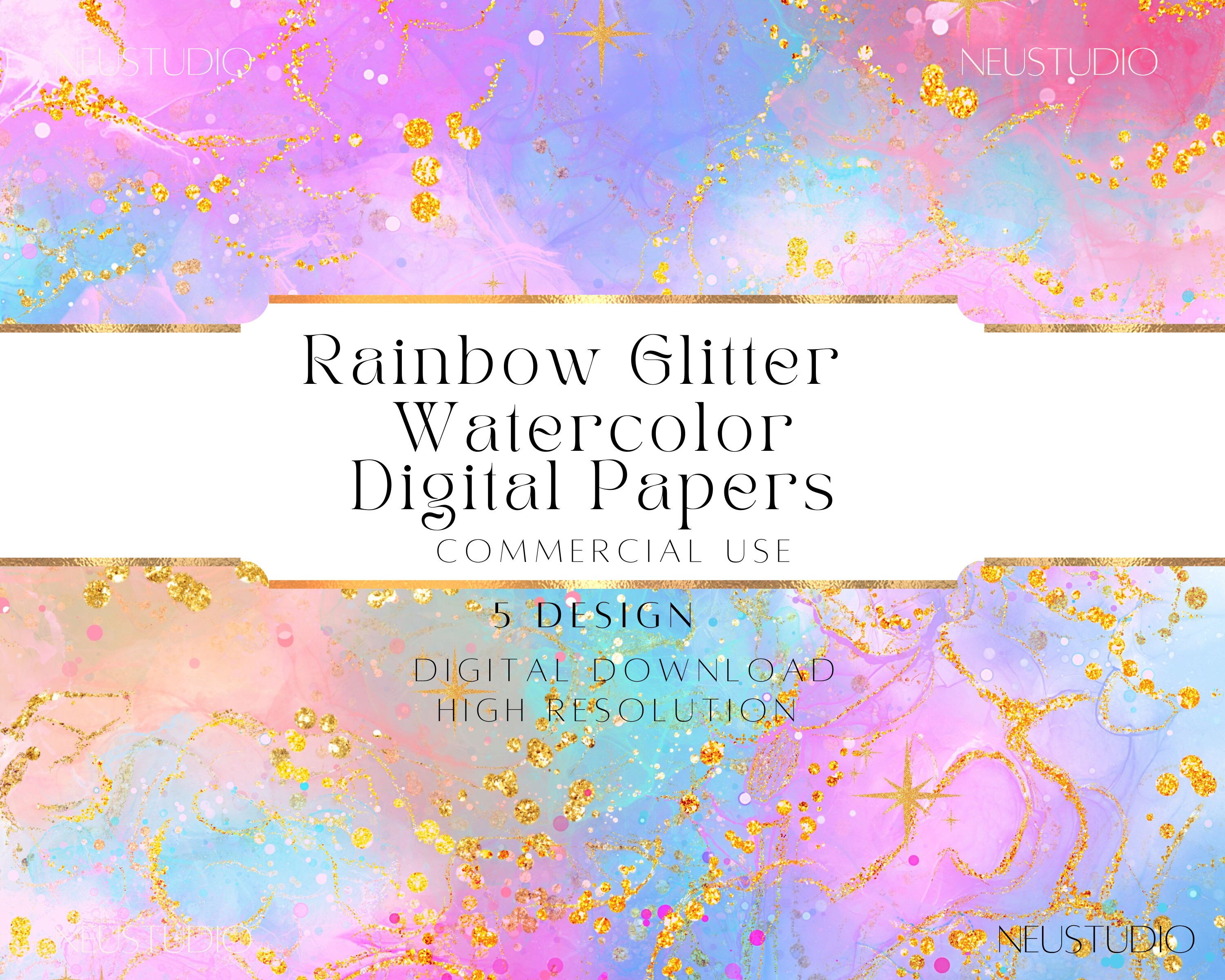 Rainbow Glitter Backgrounds Glitter Digital Papers Seamless - Etsy
