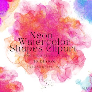 Neon Watercolor Shapes Png Clipart, Neon Abstract Shapes, Neon ...