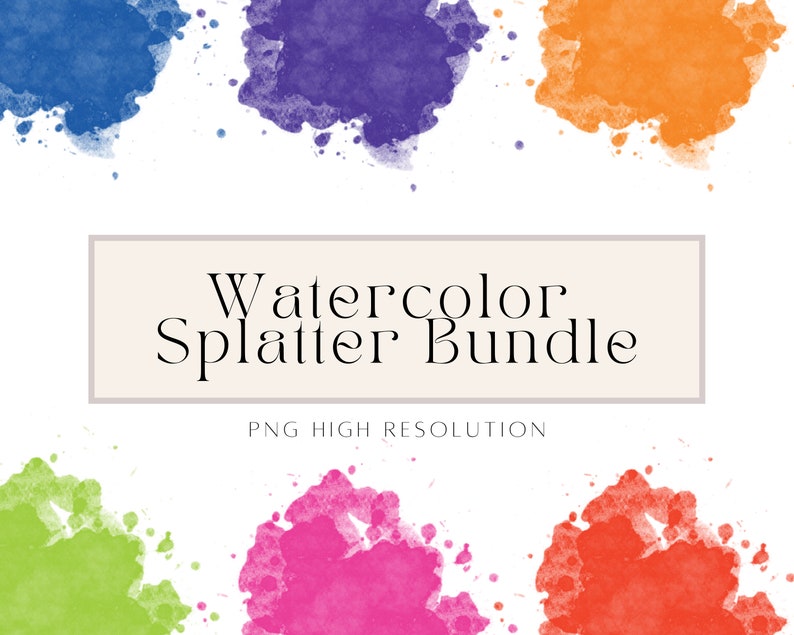 Watercolor Paint Splash Clipart PNG Bundle - Etsy