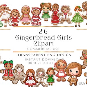 Gingerbread Girl Clipart PNG Transparent Background Instant Download ...