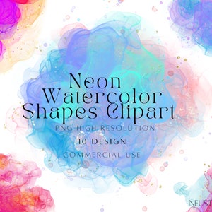 Neon Watercolor Shapes Png Clipart, Neon Abstract Shapes, Neon ...
