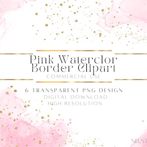 Pink Glitter Borders PNG, Blush Pink Watercolor Borders PNG, Pink ...