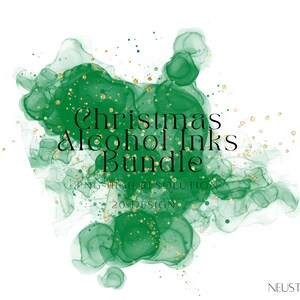 Green Alcohol Ink Clipart, Watercolor Christmas Background PNG, Red ...