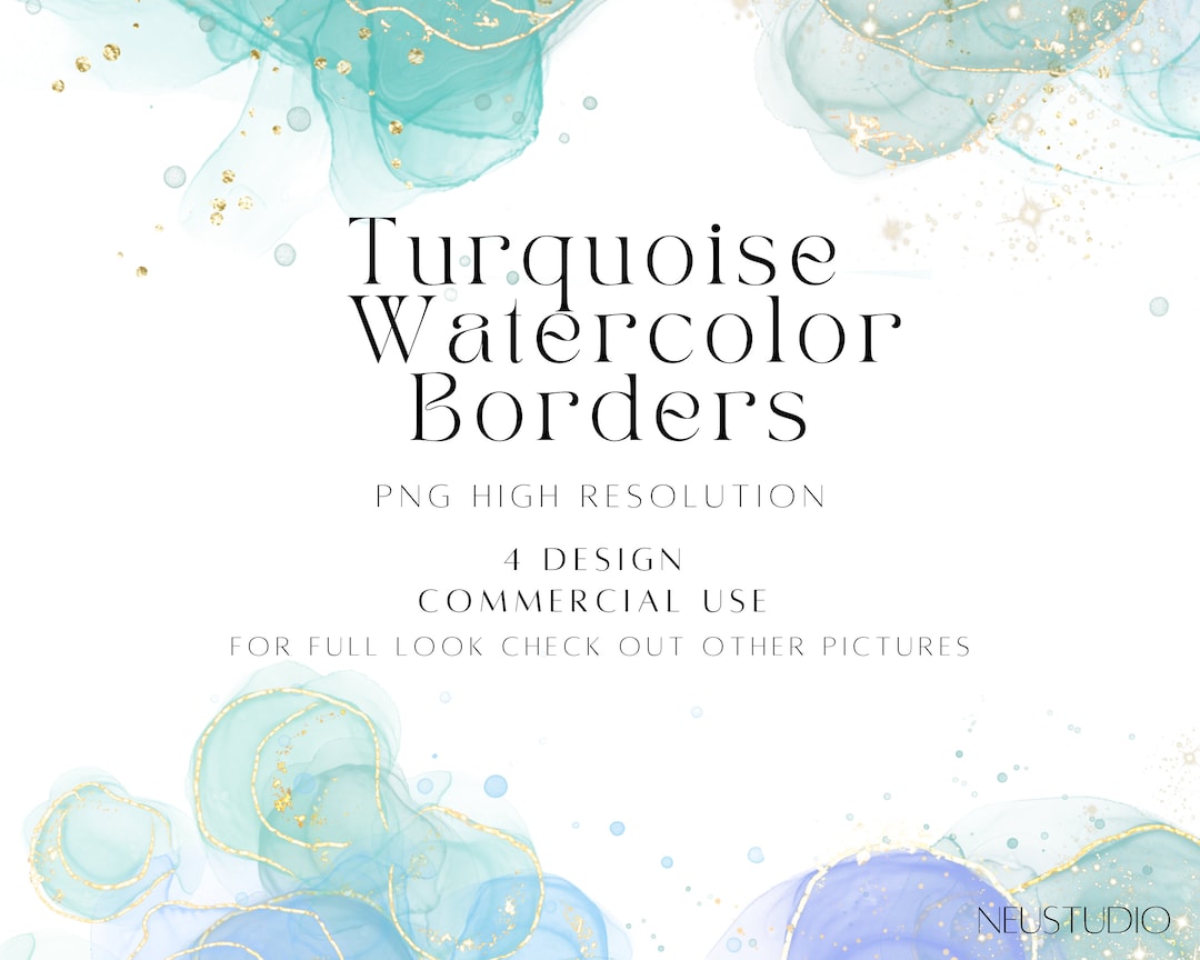 Turquoise Watercolor Border PNG Clipart, Ocean Watercolor Texture Png ...
