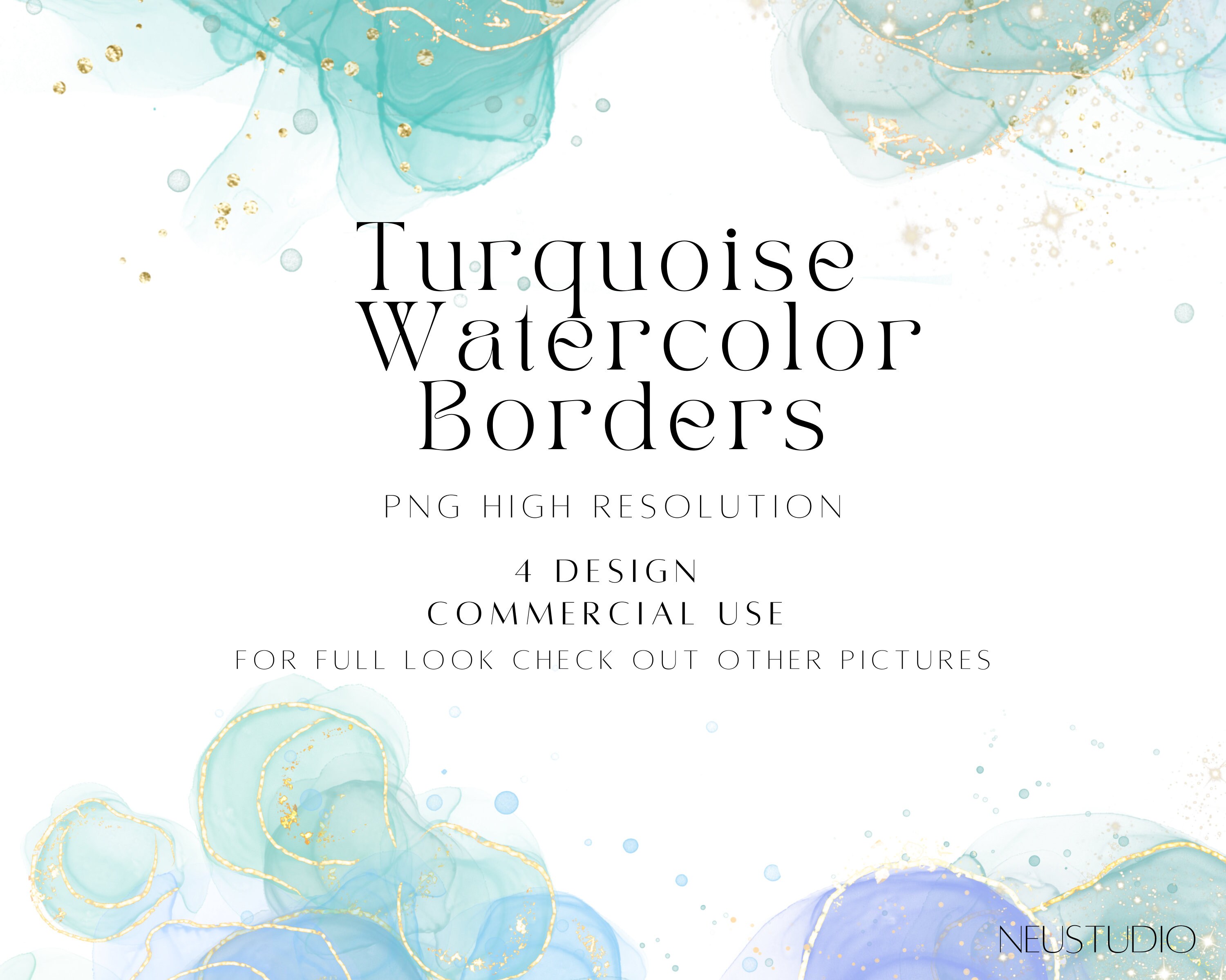 Turquoise Border PNG Turquoise Background Png Digital - Etsy