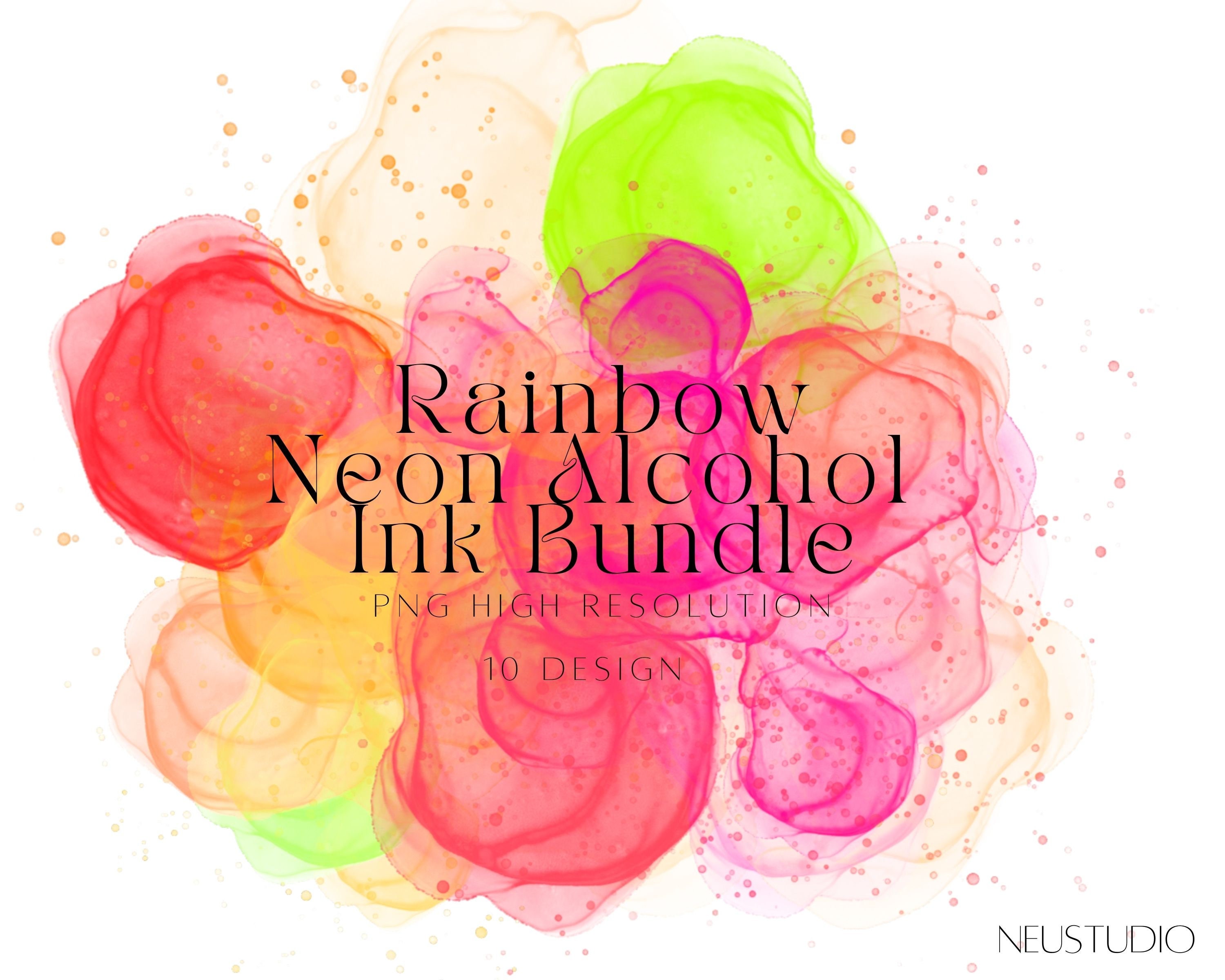 Neon Watercolor Clipart Rainbow Neon Background PNG Clipart - Etsy