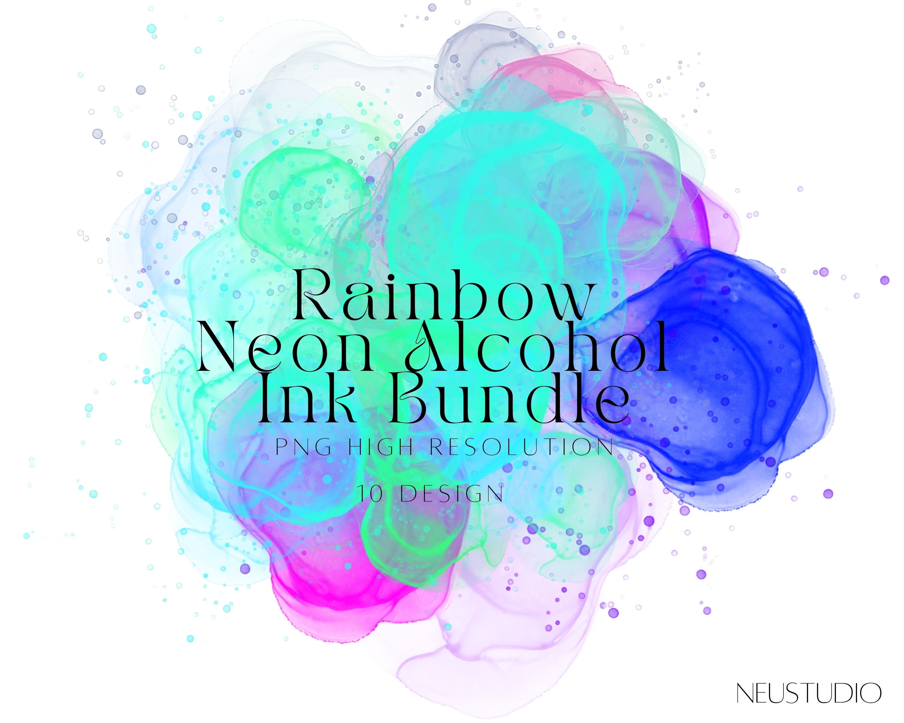 Neon Watercolor Clipart Rainbow Neon Background PNG Clipart - Etsy