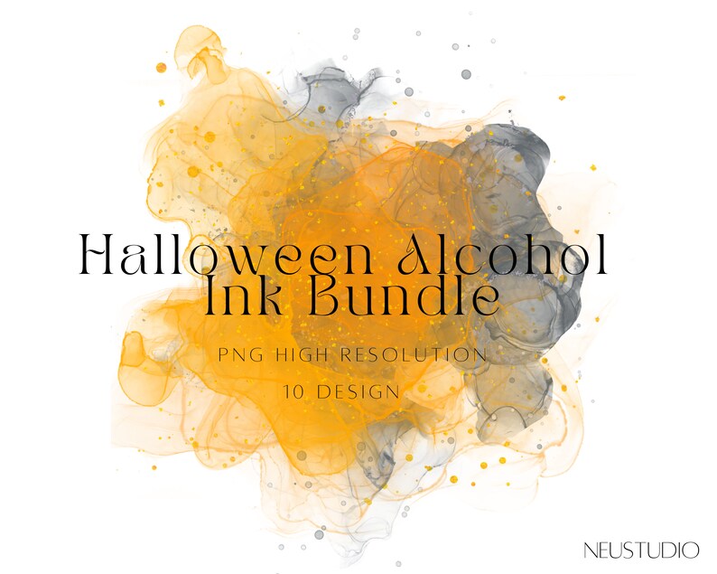 Halloween Alcohol Ink Clipart Watercolor Abstract Clipart - Etsy