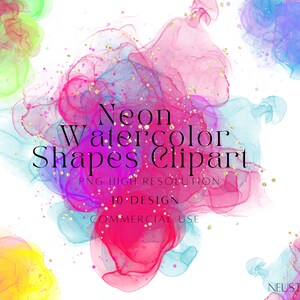 Neon Watercolor Shapes Png Clipart, Neon Abstract Shapes, Neon ...