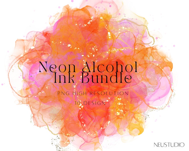 Neon Rainbow Alcohol Ink Clipart Neon Background PNG - Etsy