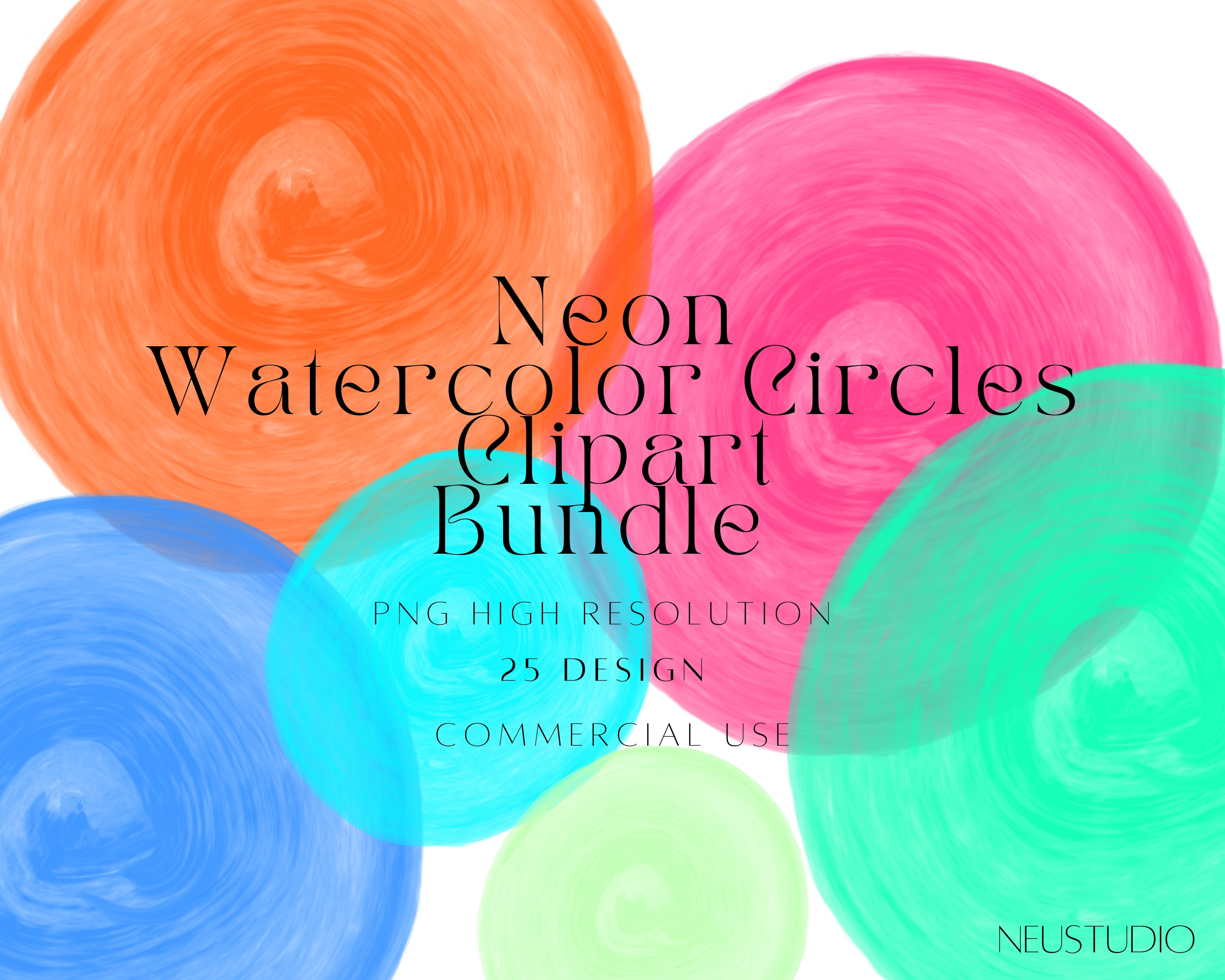 Neon Watercolor Circles Png Watercolor Elements Neon - Etsy