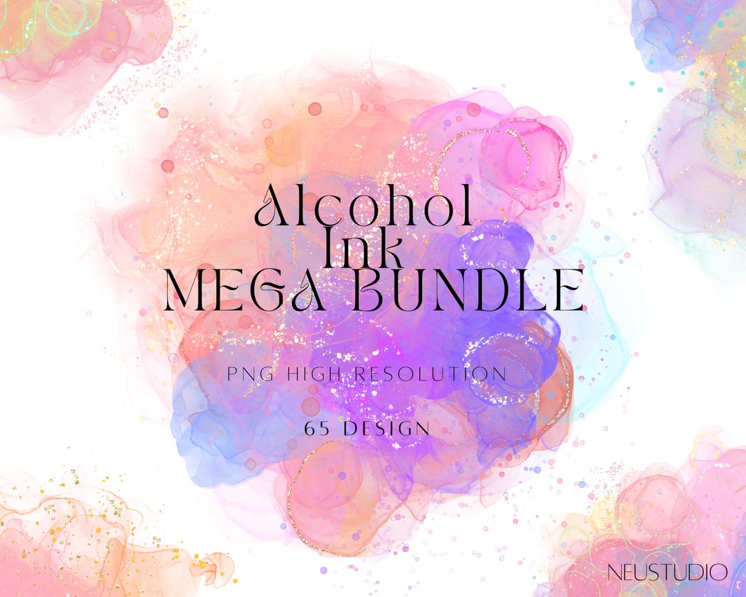 Alcohol Ink PNG Bundle, Watercolor Splashes Clipart, Abstract ...