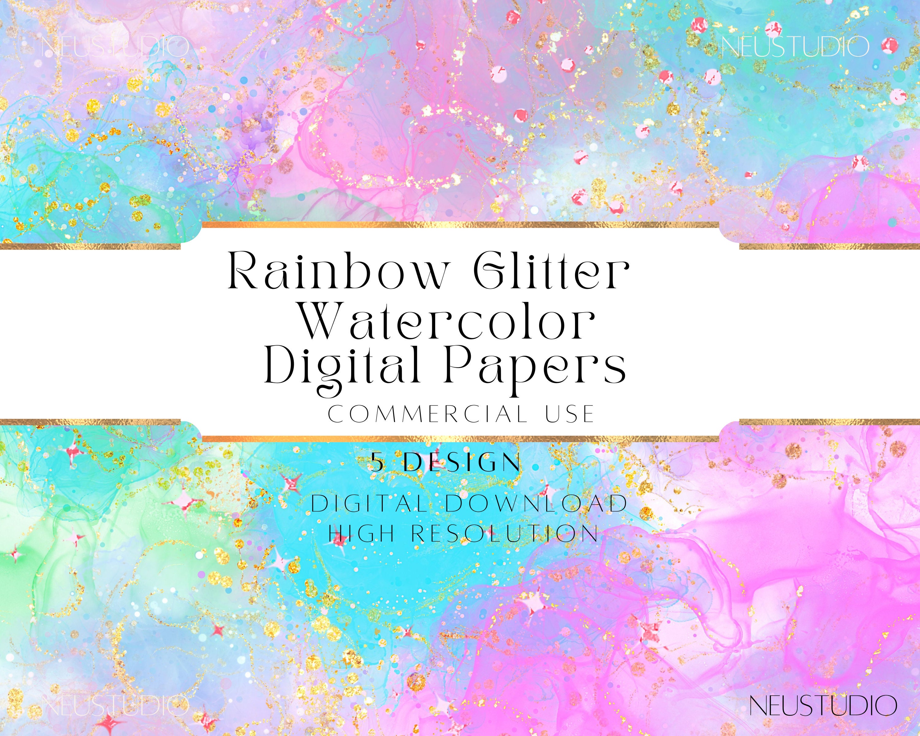 Rainbow Glitter Backgrounds Glitter Digital Papers Seamless - Etsy