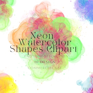 Neon Watercolor Shapes Png Clipart, Neon Abstract Shapes, Neon ...
