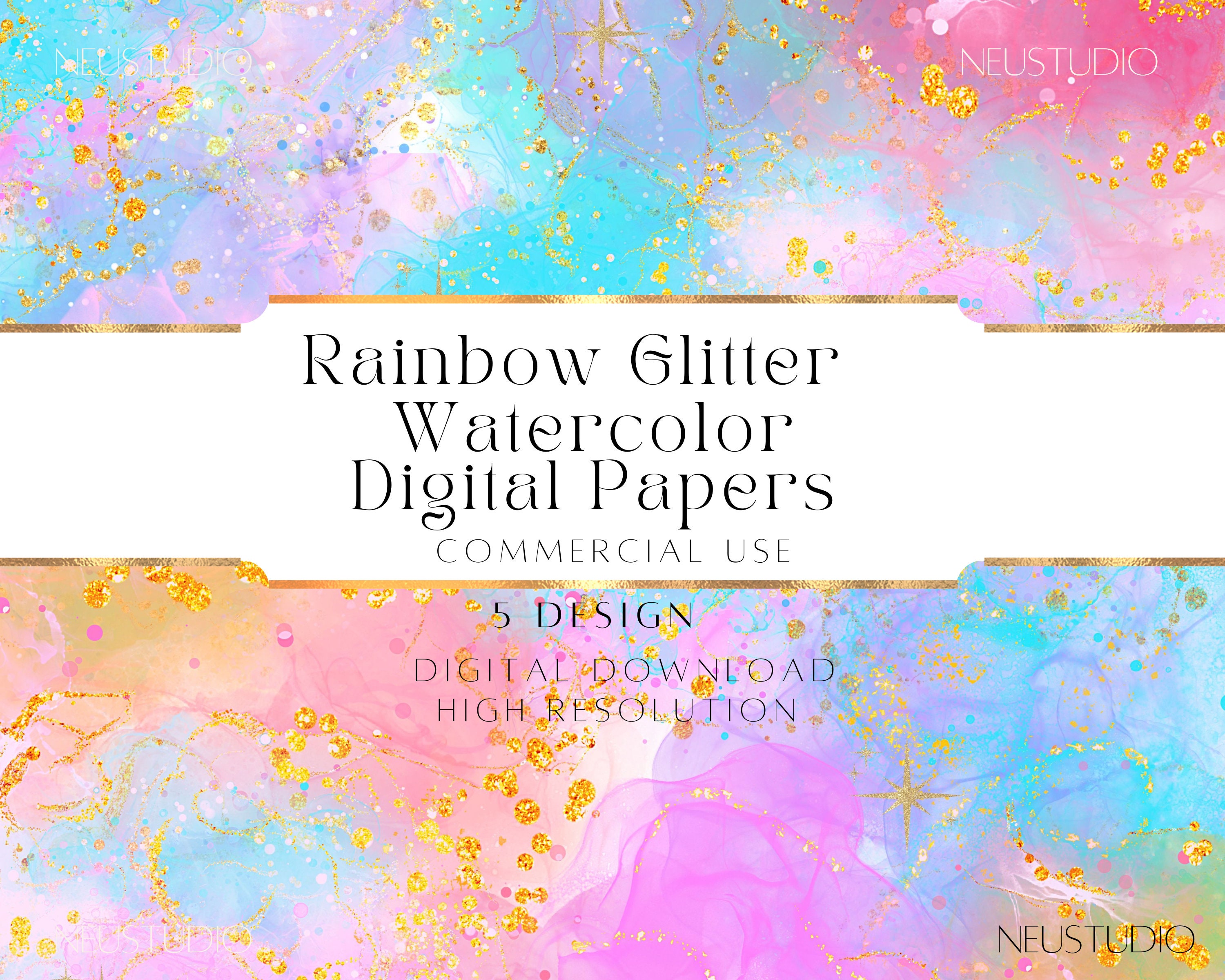 Rainbow Glitter Backgrounds Glitter Digital Papers Seamless - Etsy