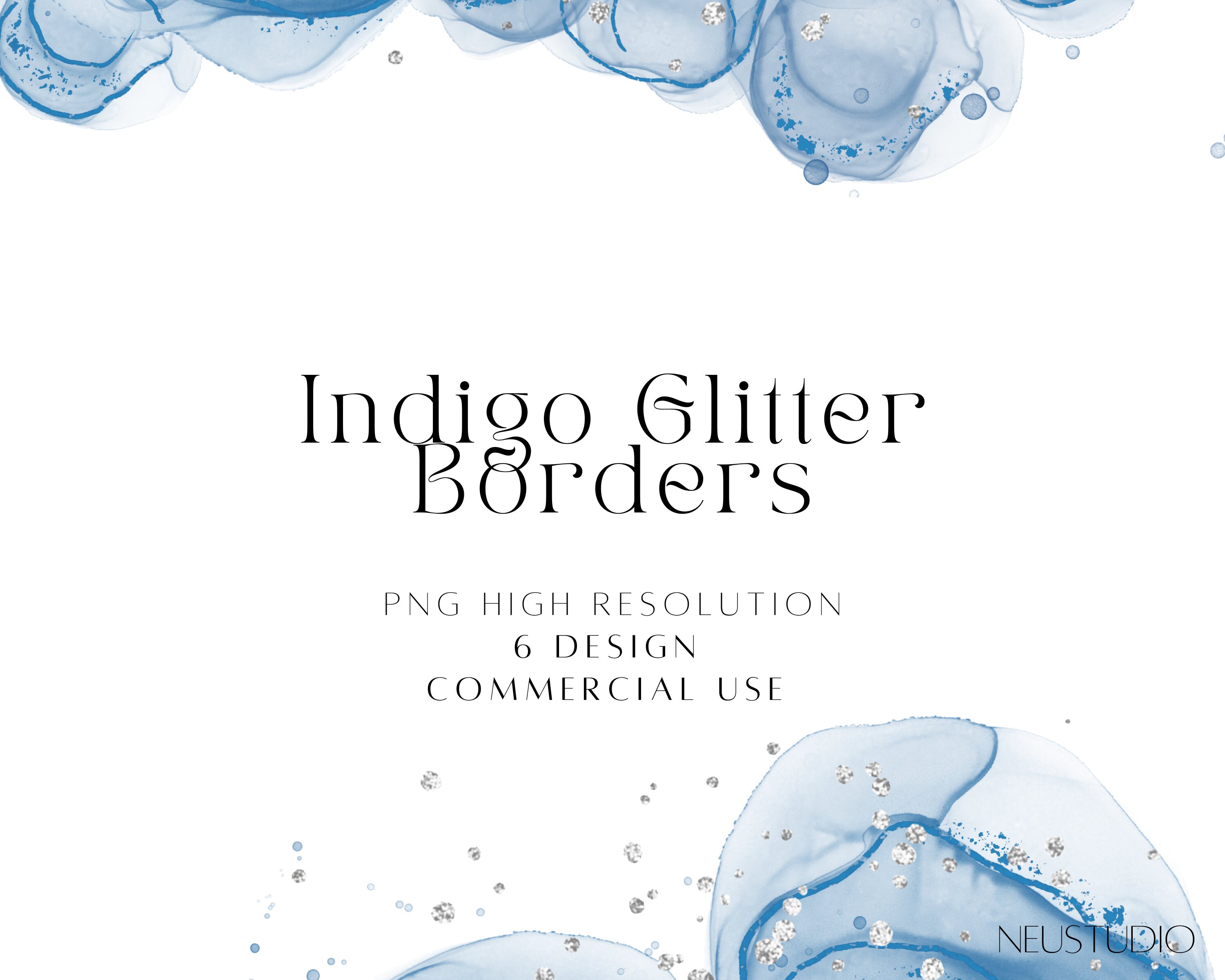 Indigo Watercolor Borders PNG Cliparts Indigo Alcohol Ink PNG - Etsy