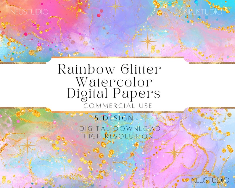 Rainbow Glitter Backgrounds Glitter Digital Papers Seamless - Etsy