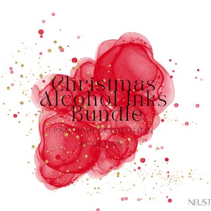 Green Alcohol Ink Clipart, Watercolor Christmas Background PNG, Red ...