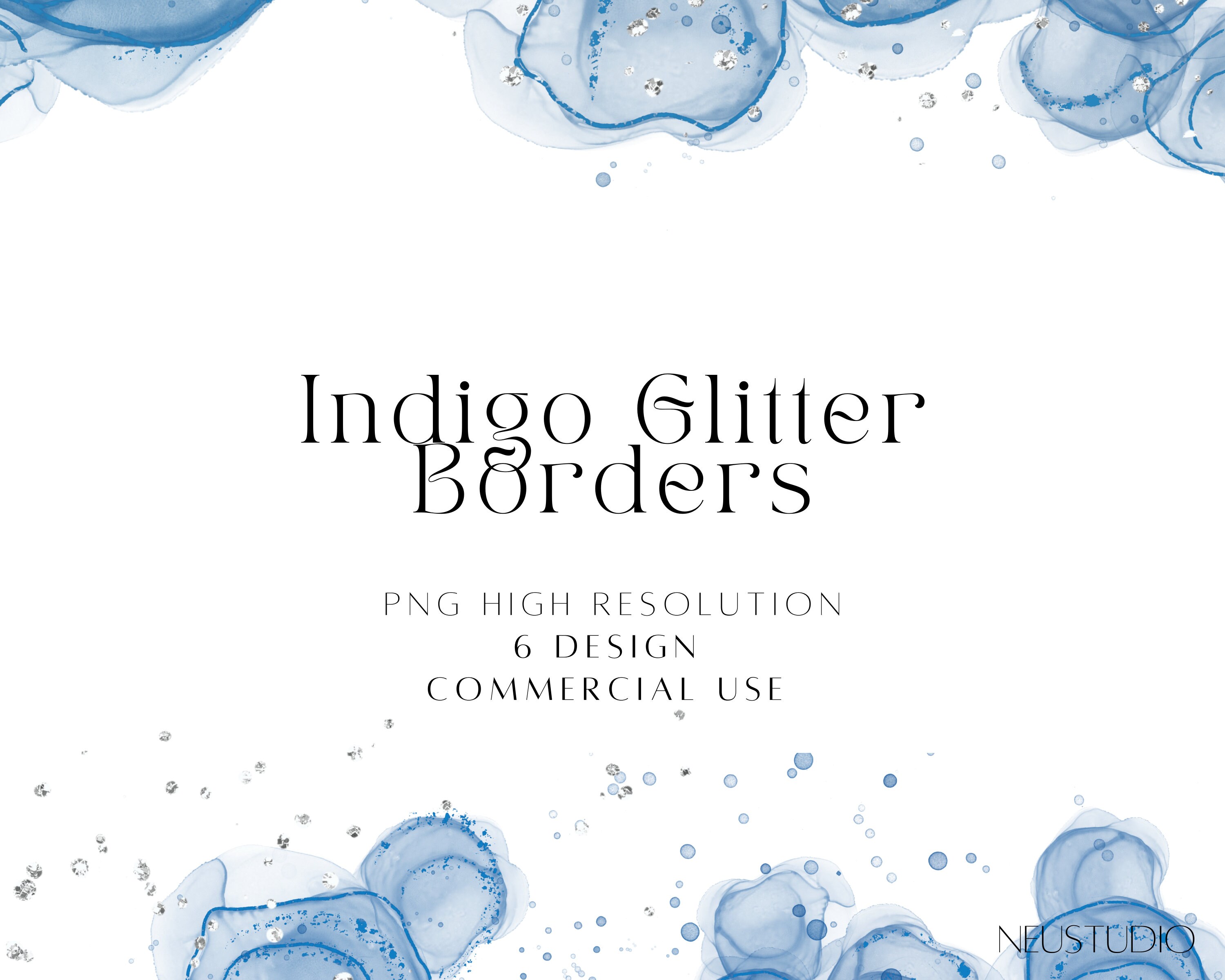 Indigo Watercolor Borders PNG Cliparts Indigo Alcohol Ink PNG - Etsy