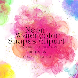 Neon Watercolor Shapes Png Clipart, Neon Abstract Shapes, Neon ...