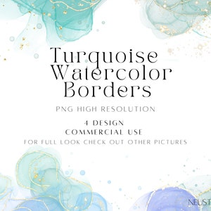 Turquoise Watercolor Border PNG Clipart, Ocean Watercolor Texture Png ...