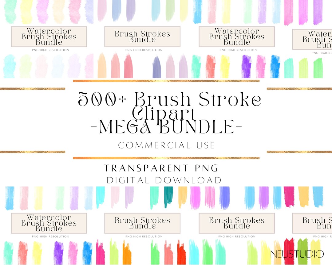 Brush Stroke Bundle, Brush Stroke Png, Watercolor Brushes, Watercolor ...