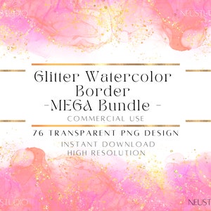 Watercolor Border PNG, Watercolor Clipart PNG, Glitter Borders ...
