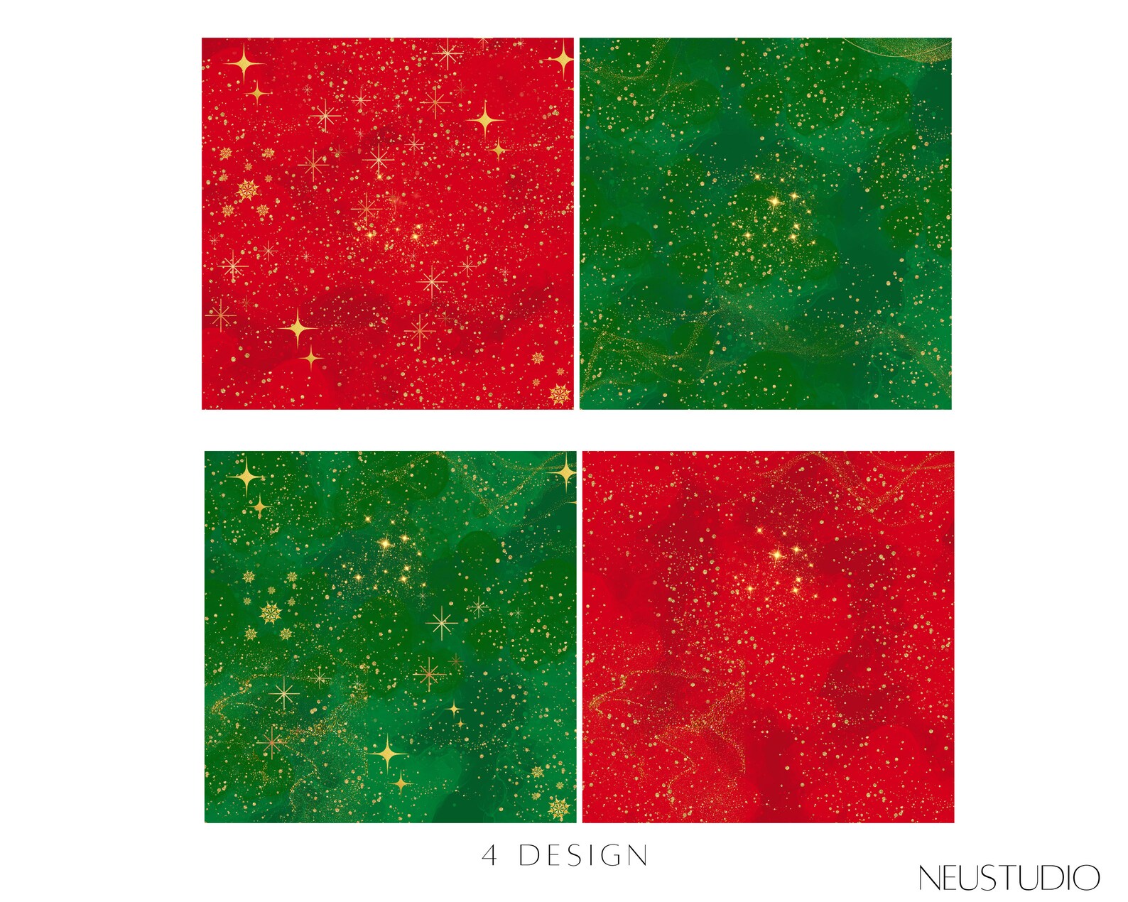 Red and Green Glitter Christmas Paper, Holiday Background (digital ...