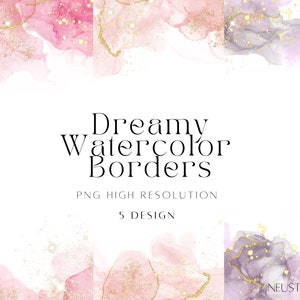 Alcohol Ink Borders Clipart, Watercolor Borders, Watercolor Frame ...