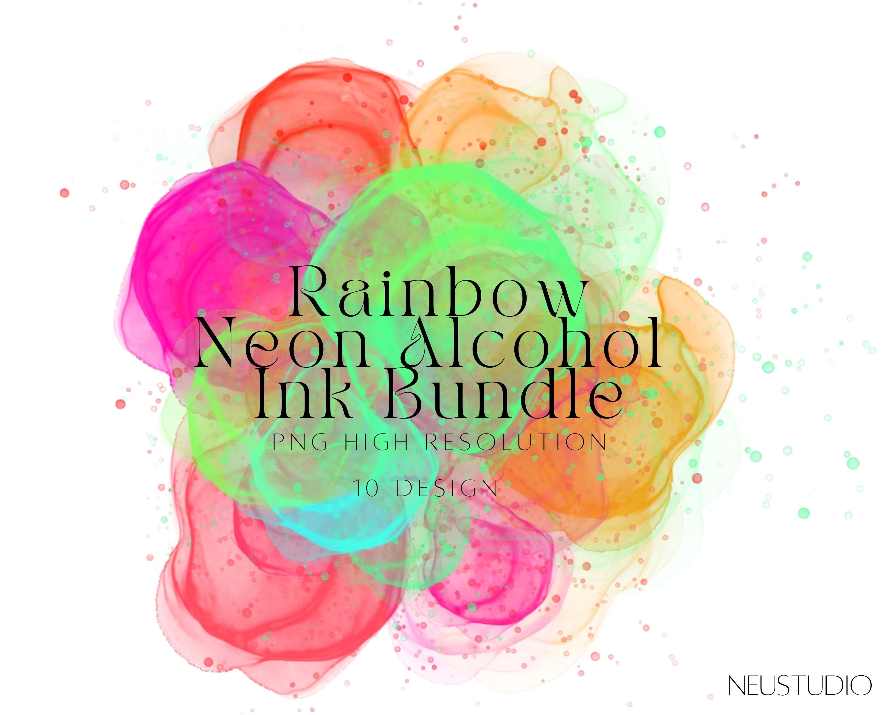Neon Watercolor Clipart Rainbow Neon Background PNG Clipart - Etsy