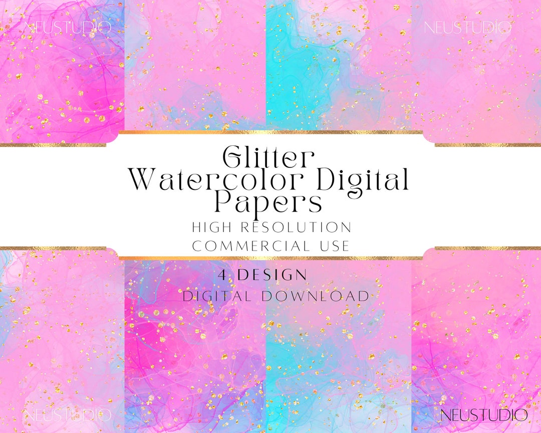 Glitter Watercolor Backgrounds Rainbow Glitter Digital - Etsy