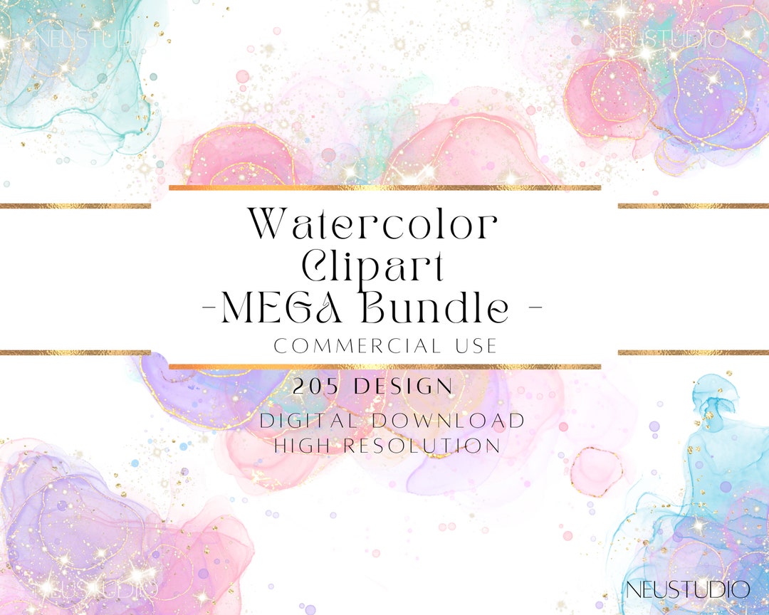 Watercolor Background Clipart BUNDLE, Border Png Watercolor Splashes ...