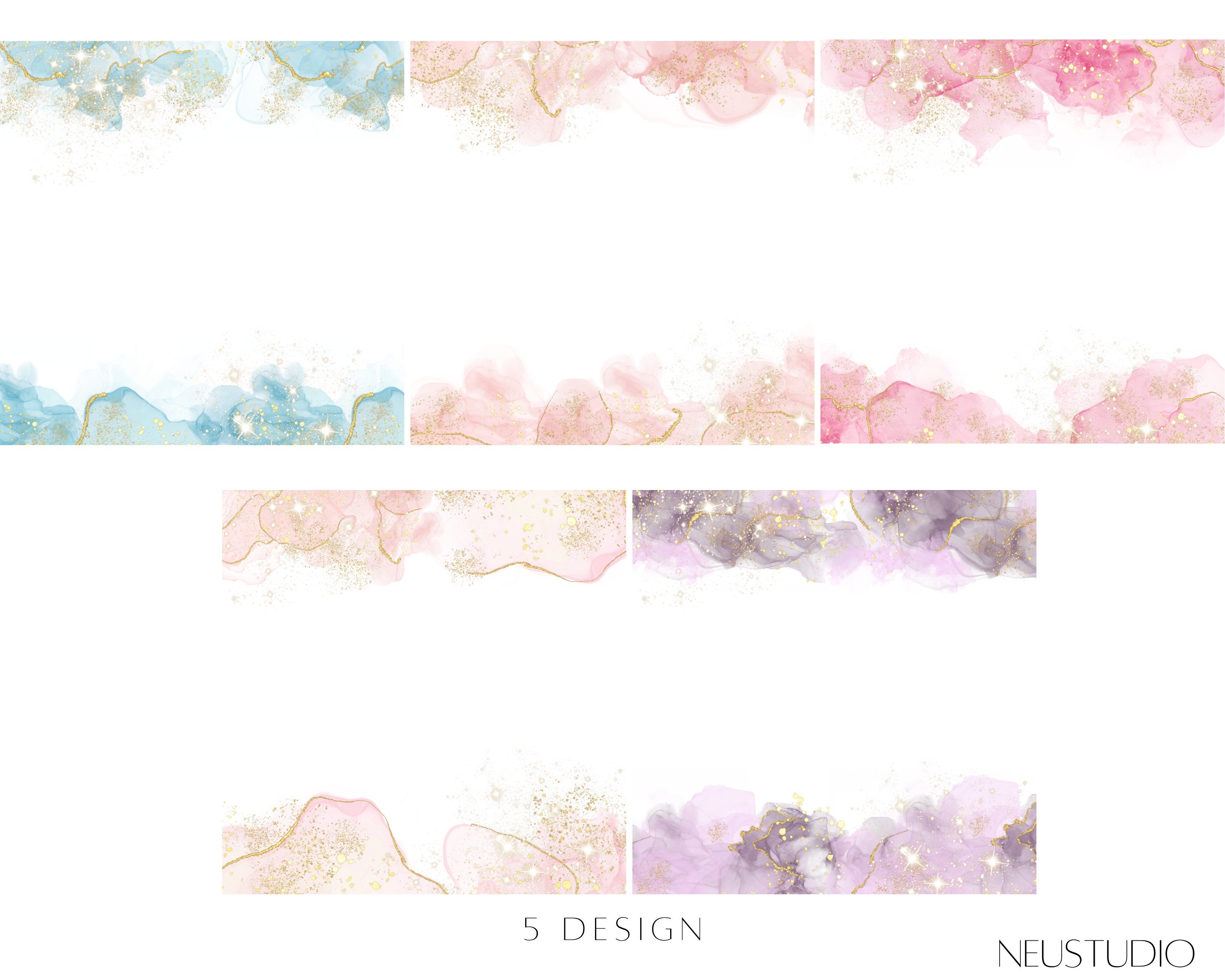 Alcohol Ink Borders Clipart Watercolor Borders Watercolor - Etsy UK