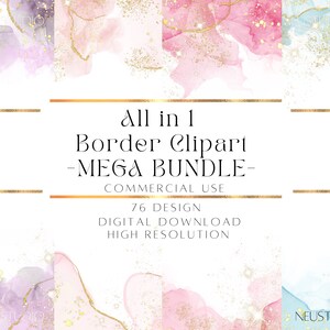 Borders Png Clipart Bundle Glitter Borders PNG Watercolor - Etsy