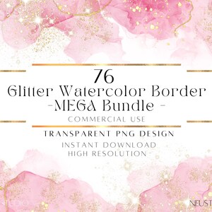 Watercolor Border PNG, Watercolor Clipart PNG, Glitter Borders ...