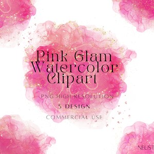 Hot Pink Watercolor Splashes Clipart, Hot Pink Watercolor Background ...