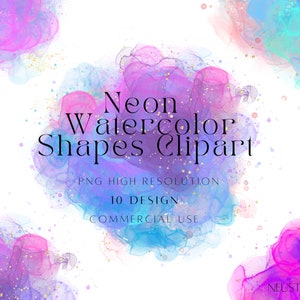 Neon Watercolor Shapes Png Clipart, Neon Abstract Shapes, Neon ...